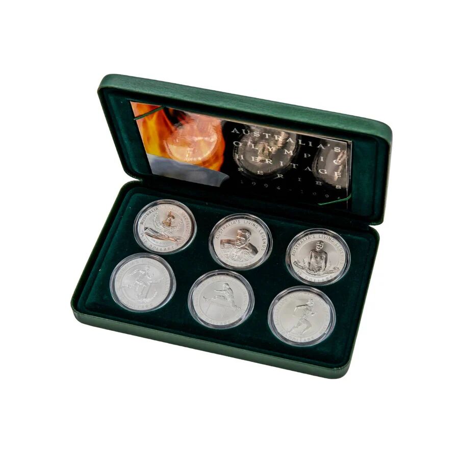Australia 1994-1996 $10 Olympic Heritage 6-Coin Silver Uncirculated Set