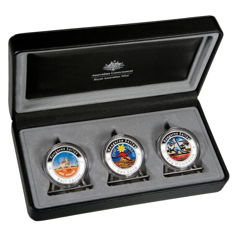 Australia 2009 $1 Kangaroo's Coloured Australian Artists 1oz Silver 3 ...