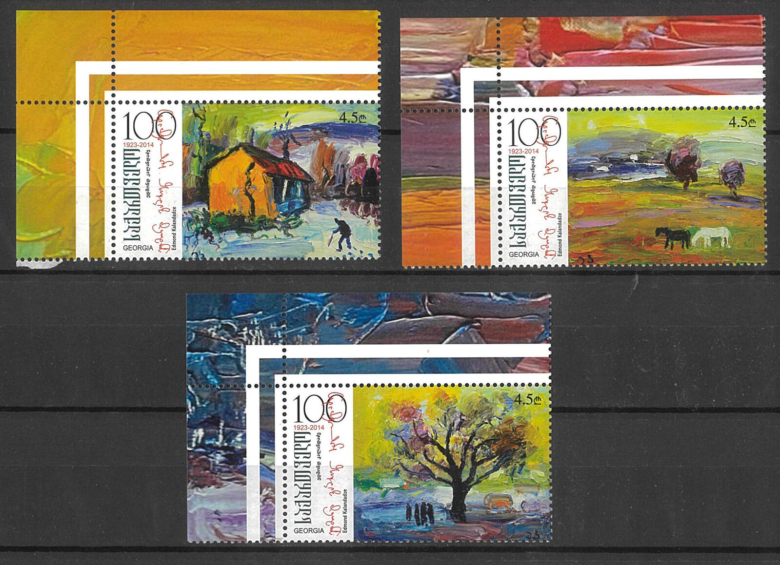 Georgia 2023 Edmond Kalandadze Paintings Set of 3 Stamps MUH