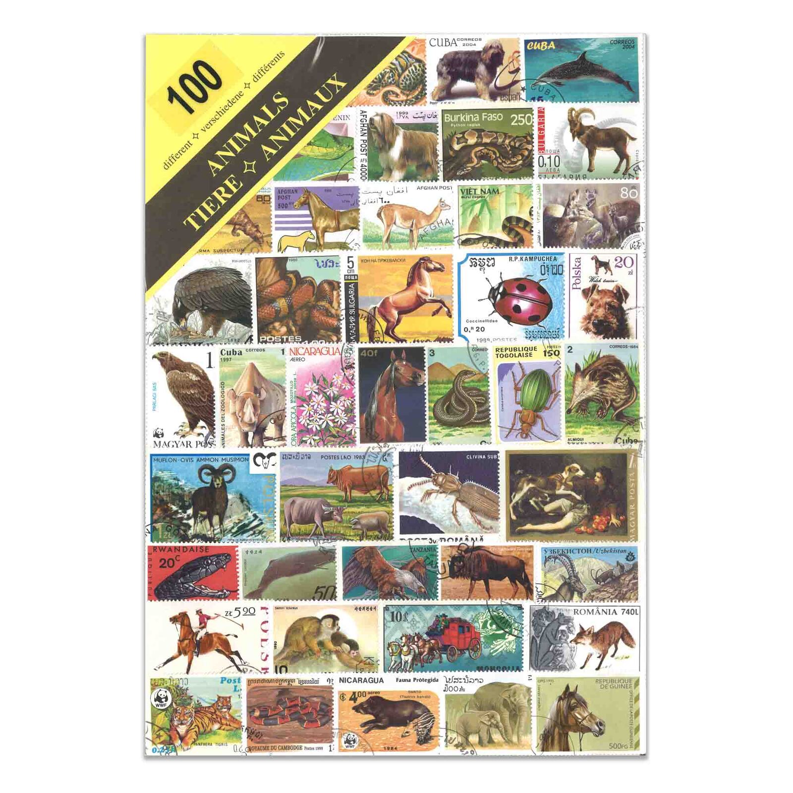 100 Different Thematic Stamps In Window Display Packet All Used ...