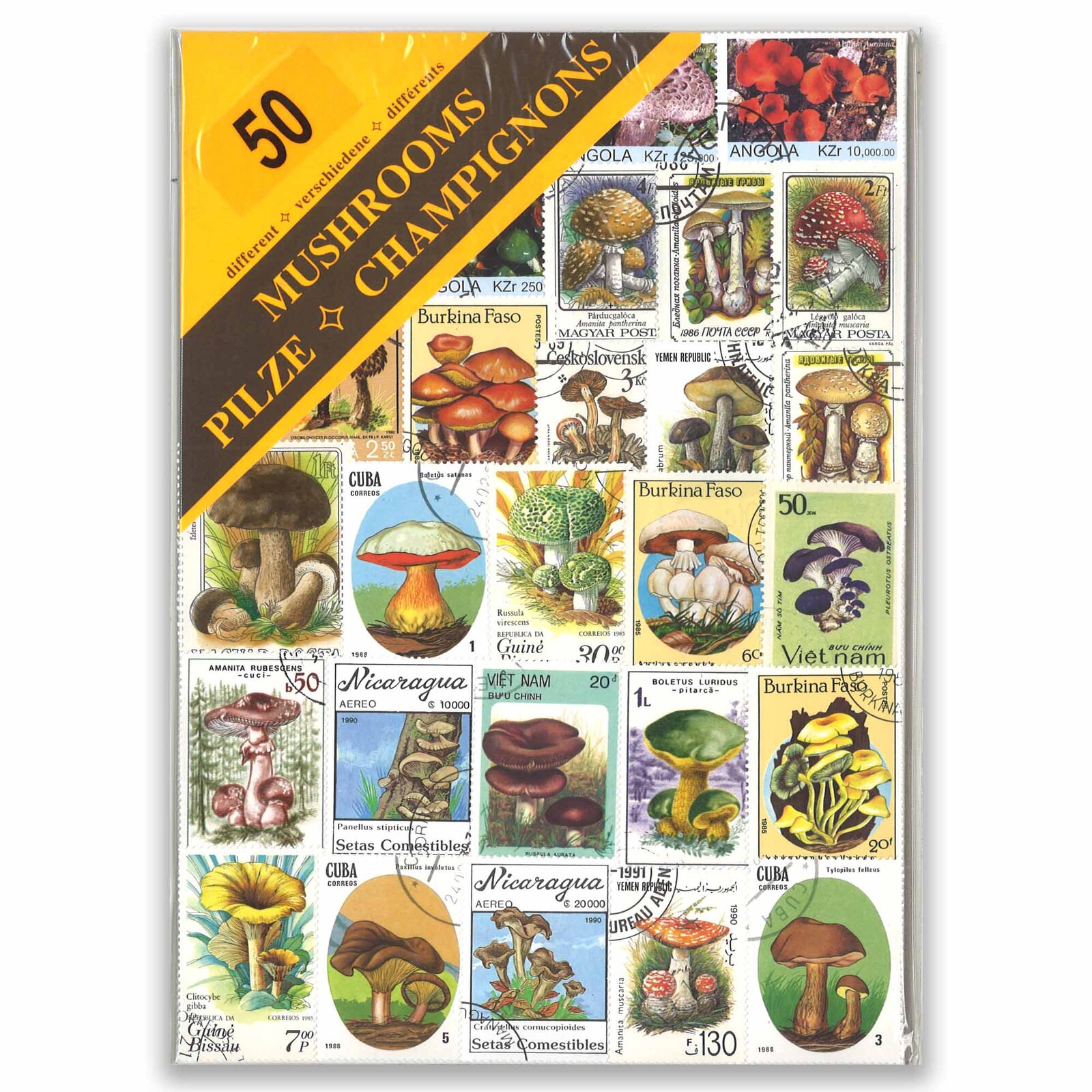 50 Different Thematic Stamps In Window Display Packet All Used ...